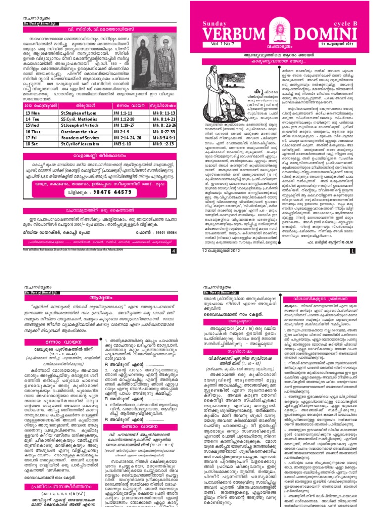 Verbum Domini Vachanaamruthm Feb12, Cycle B | PDF