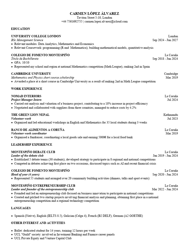 CV citi | PDF | Economies | Business