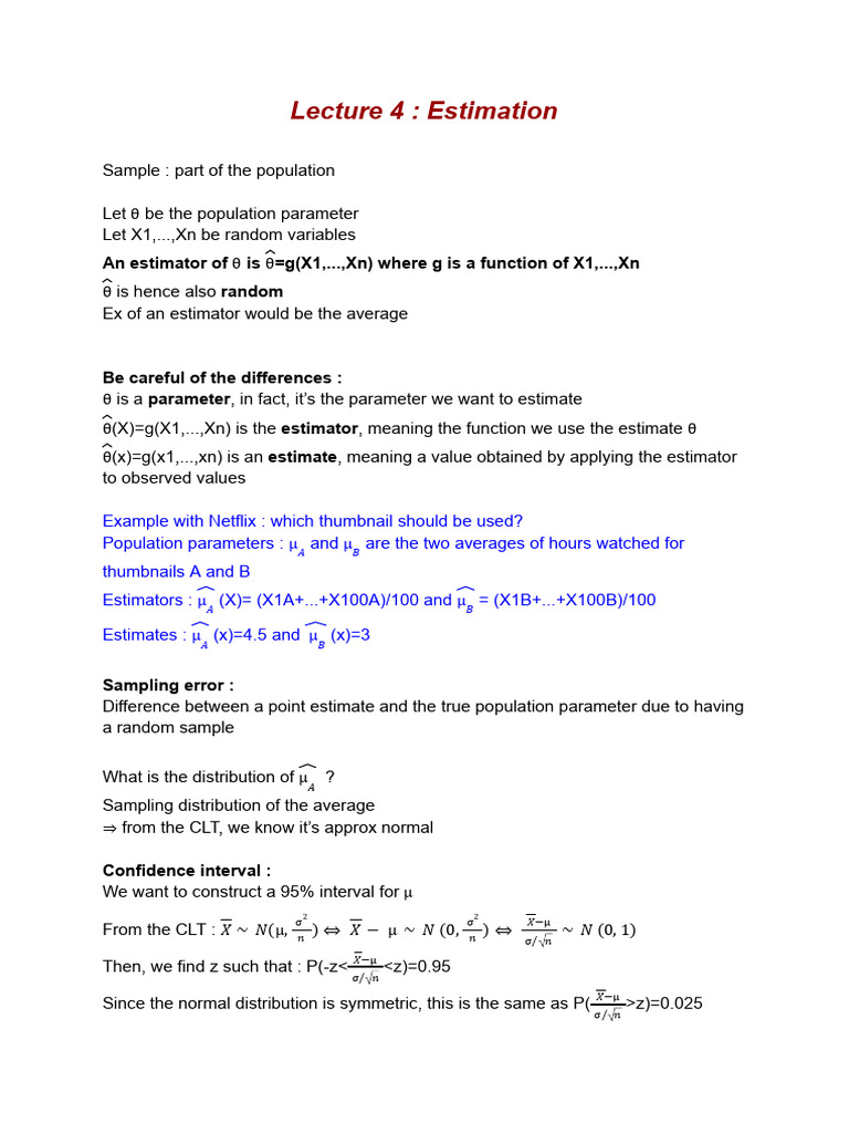Data Analytics Notes Pdf Estimator Inference