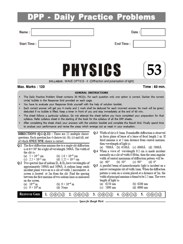 DPPS Neet Disha Physics Original - Part56 | PDF | Diffraction | Wavelength