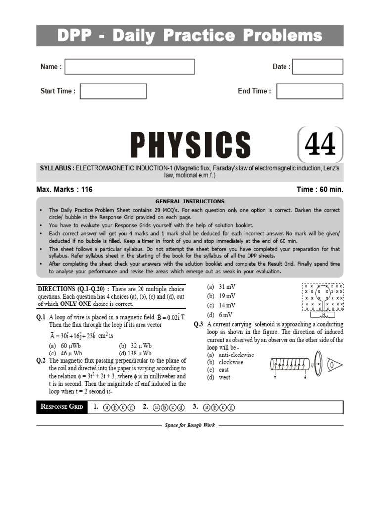 DPPS Neet Disha Physics Original - Part47 | PDF | Electromagnetic Induction | Inductor