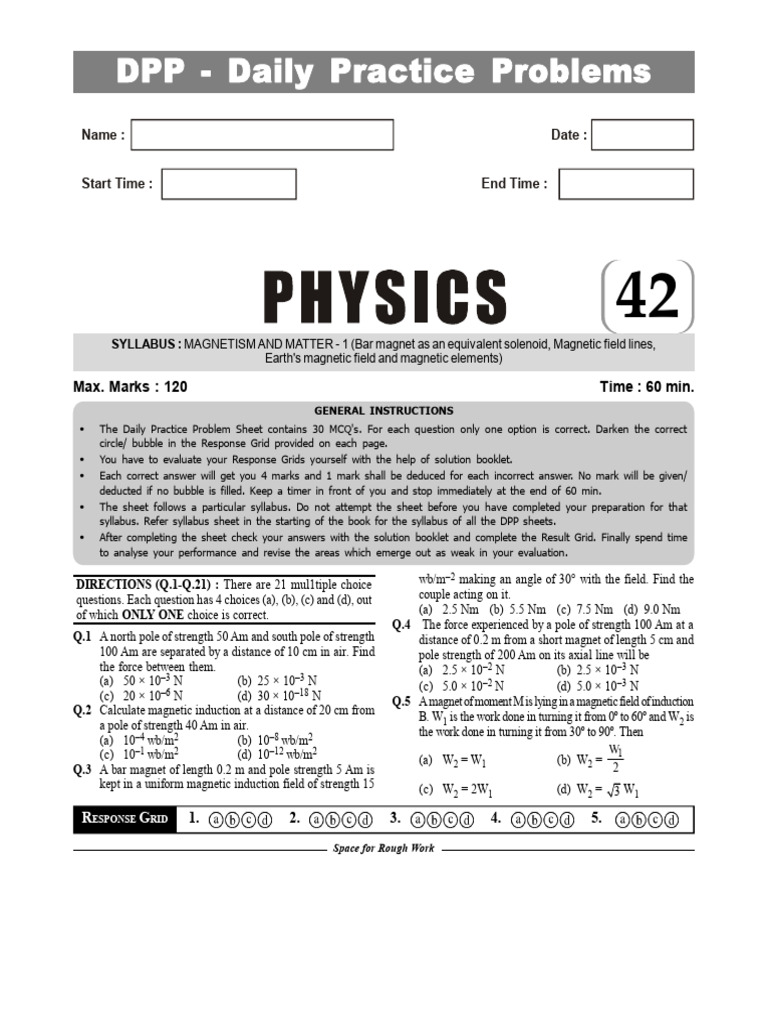 DPPS Neet Disha Physics Original - Part45 | PDF | Magnetic Field | Magnet