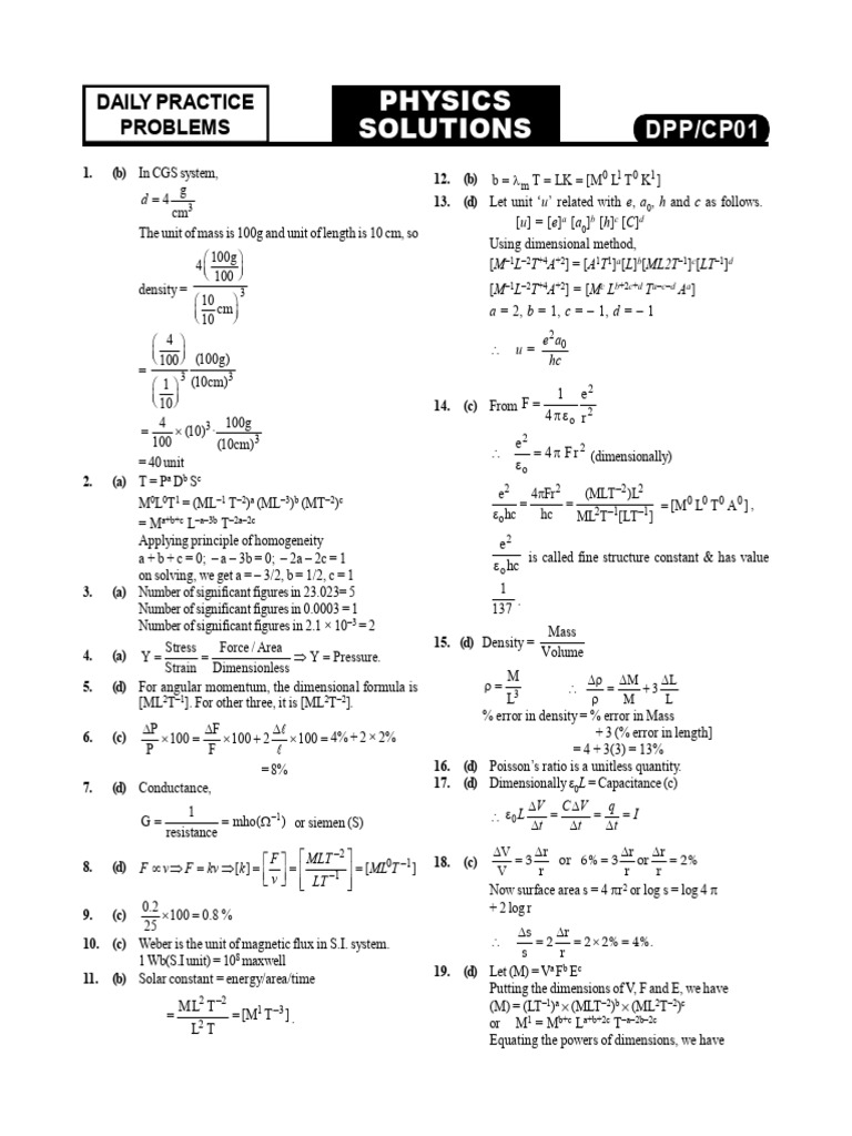 DPPS Neet Disha Physics Original_Part95 | PDF | Acceleration | Physical Quantities