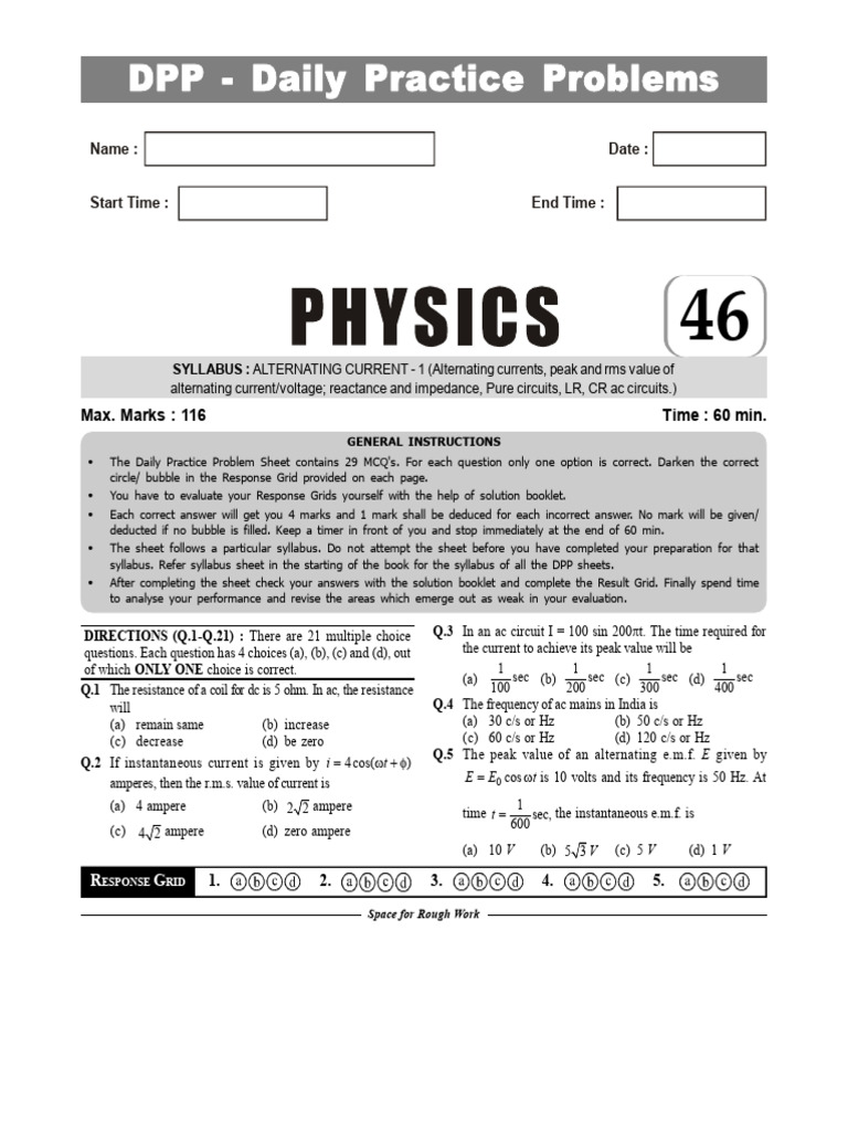 DPPS Neet Disha Physics Original - Part49 | PDF | Inductor | Alternating Current