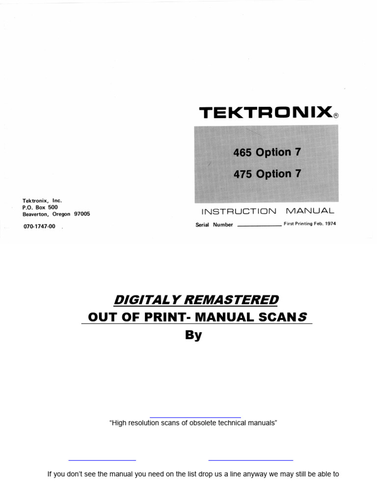 Tektronix 465-475-OP7-OSM | PDF | Software | Computing
