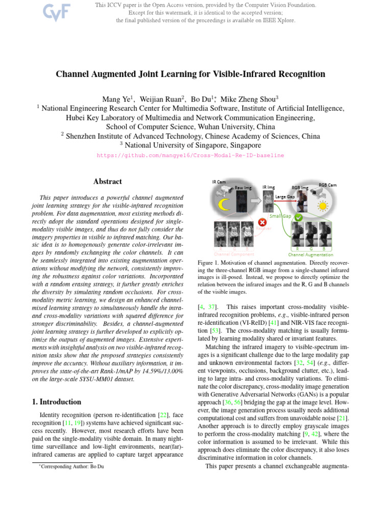 Channel Augmented Joint Learning for Visible-Infrared Recognition | PDF