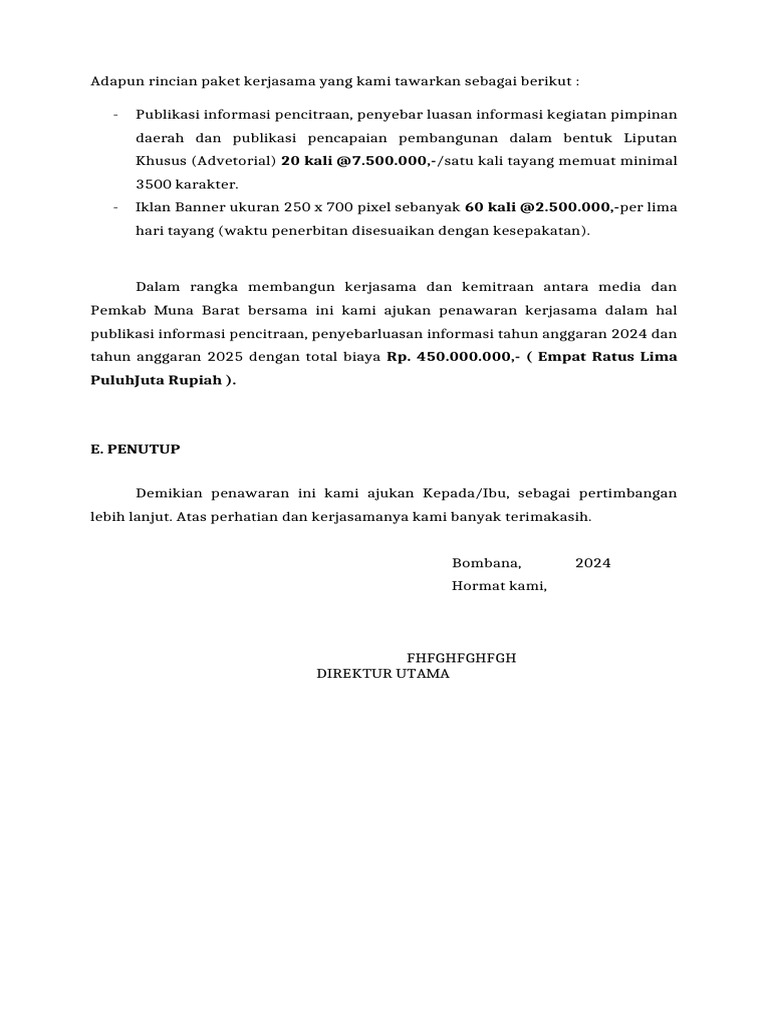 5 Contoh Proposal Kerjasama Media | PDF