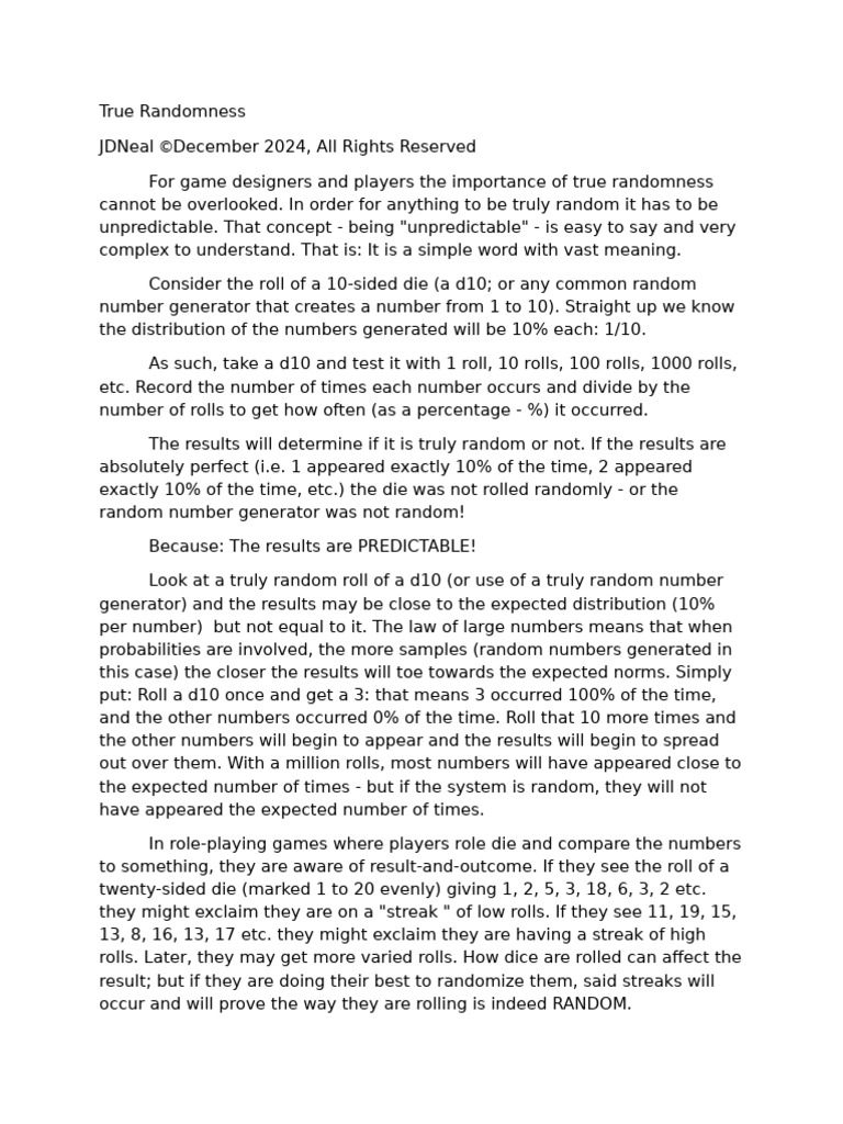 True Randomness Is Unpredictable | PDF | Probability Distribution | Randomness