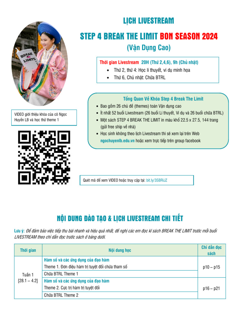 (Ngọc Huyền LB) Tài Liệu Khóa BREAK THE LIMIT BON 2024 (Vận Dụng Cao) | PDF