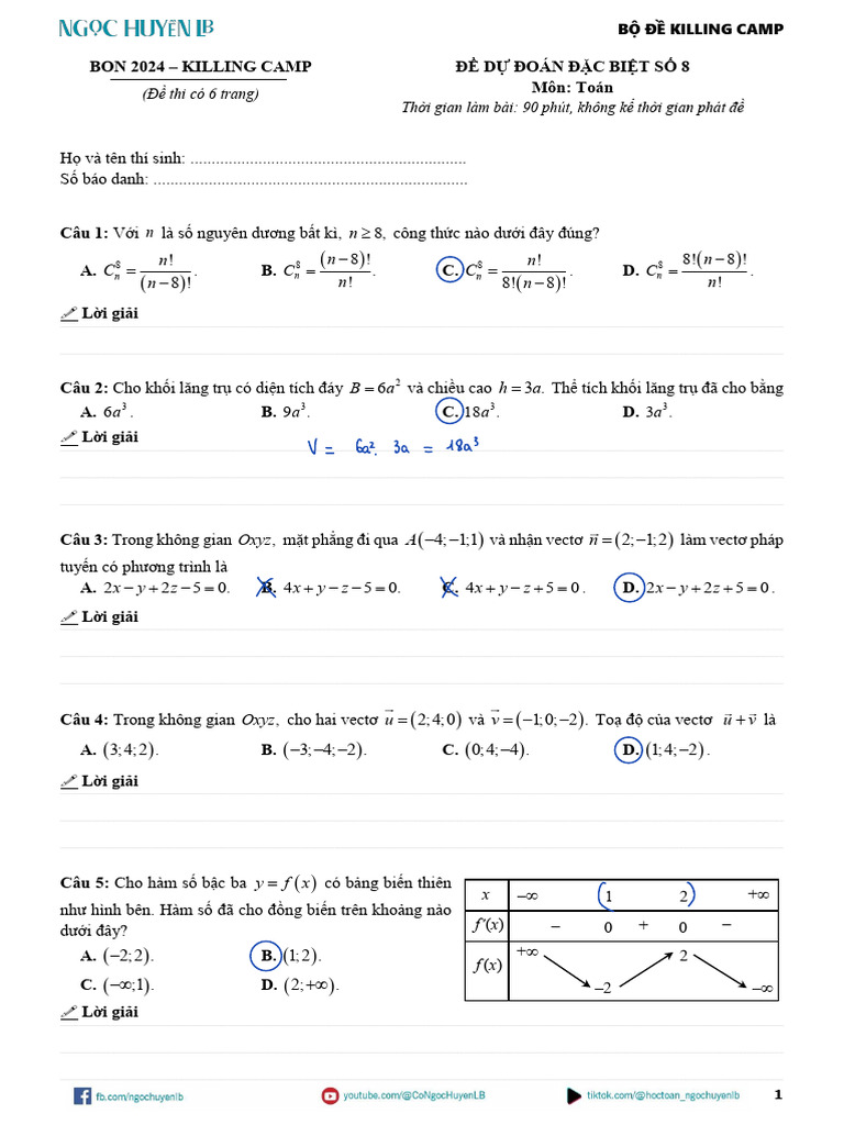 (Ngọc Huyền LB) KILLING CAMP - Đề Số 8 (Handout) | PDF