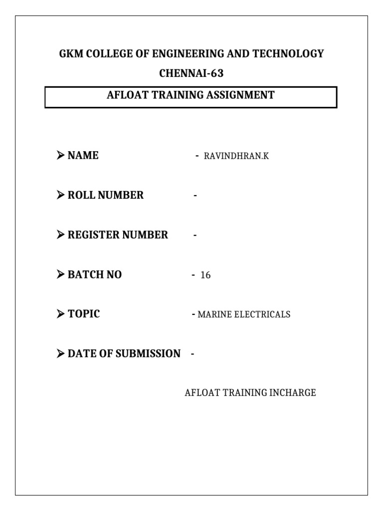 Electrical Assignment | PDF | Marine Propulsion | Fuse (Electrical)