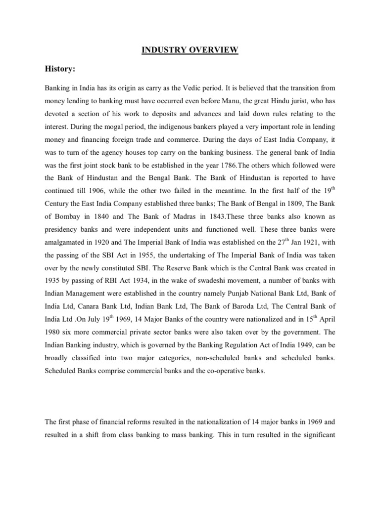 Project On Sbi Bank Pdf Reserve Bank Of India Banks