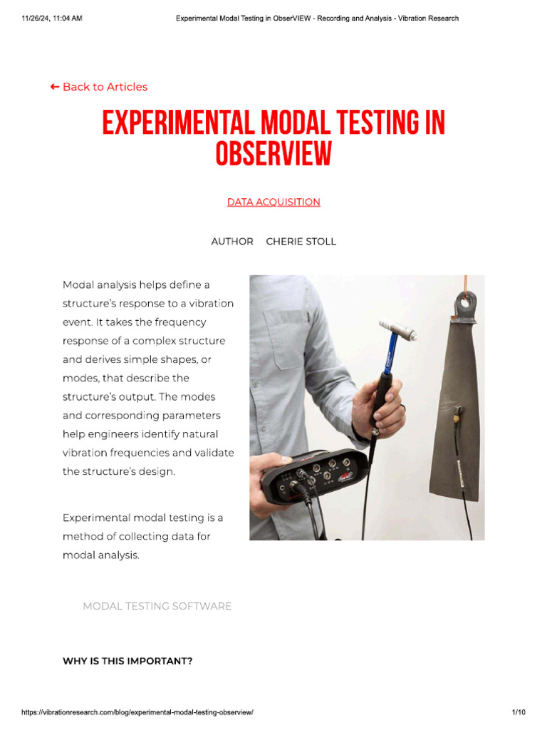 Experimental Modal Testing in ObserVIEW... Ding and Analysis ...