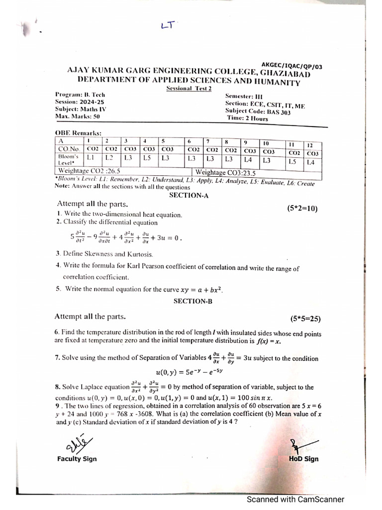 ST2 QP BAS303 2024-25 | PDF