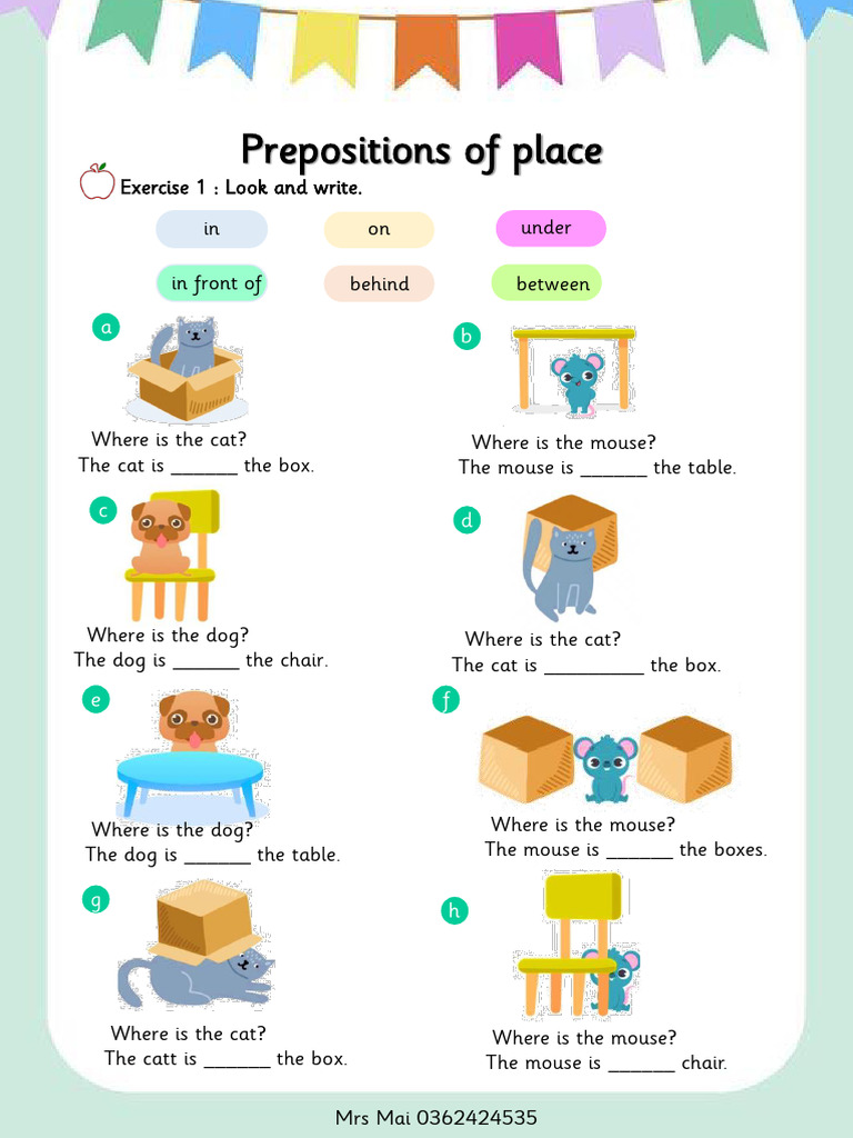 Prepositions of Place Activities | PDF