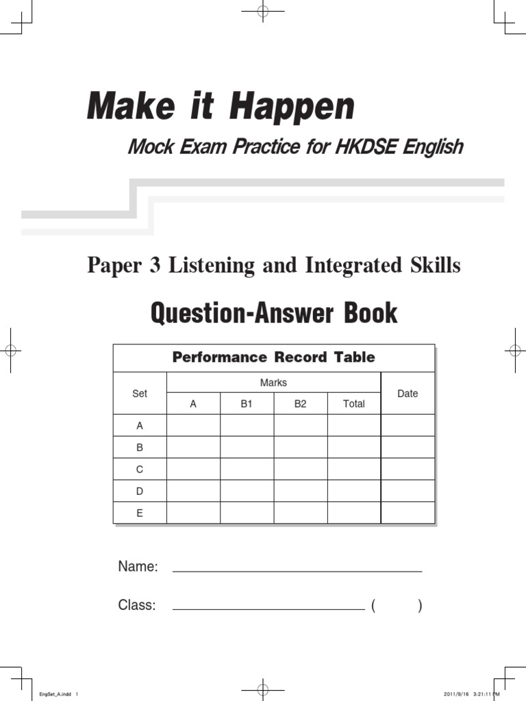 HKDSE English Paper 3 Mock Exam Guide | PDF