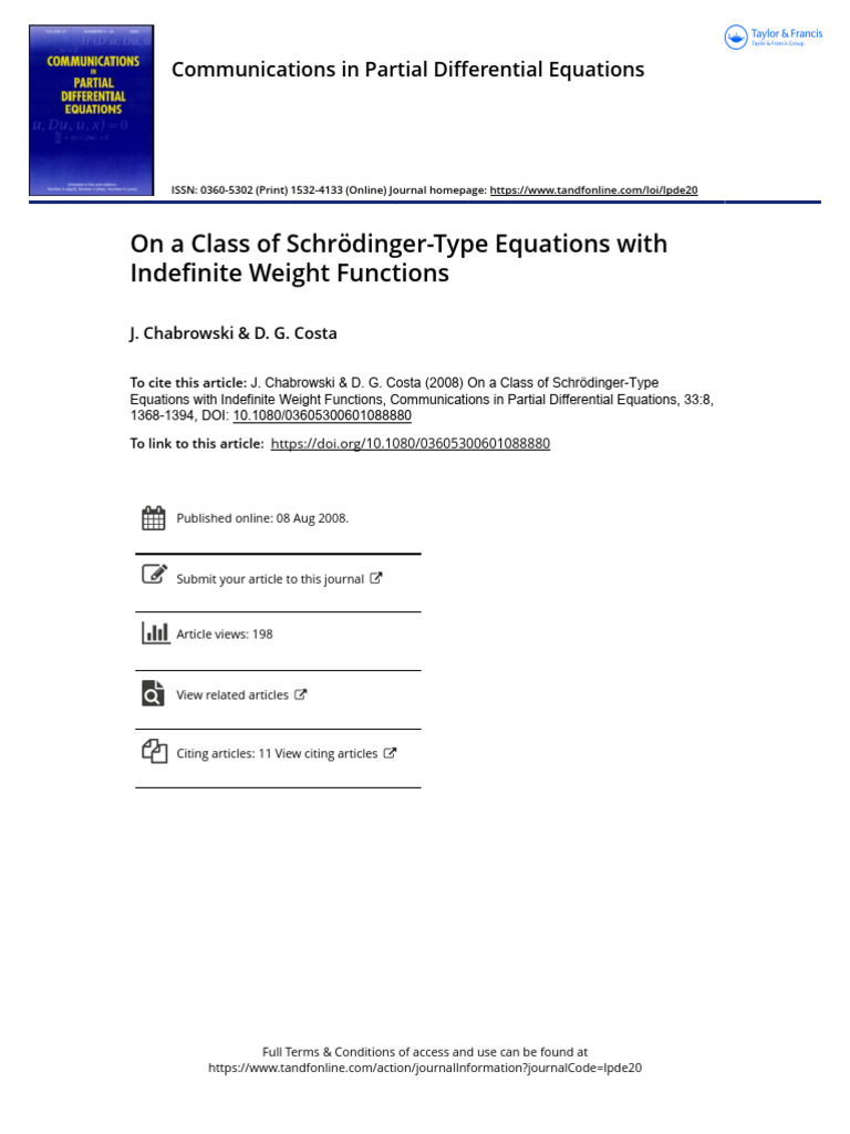 1-Costa-On A Class of SCHR Dinger Type Equations With Indefinite Weight Functions | PDF ...