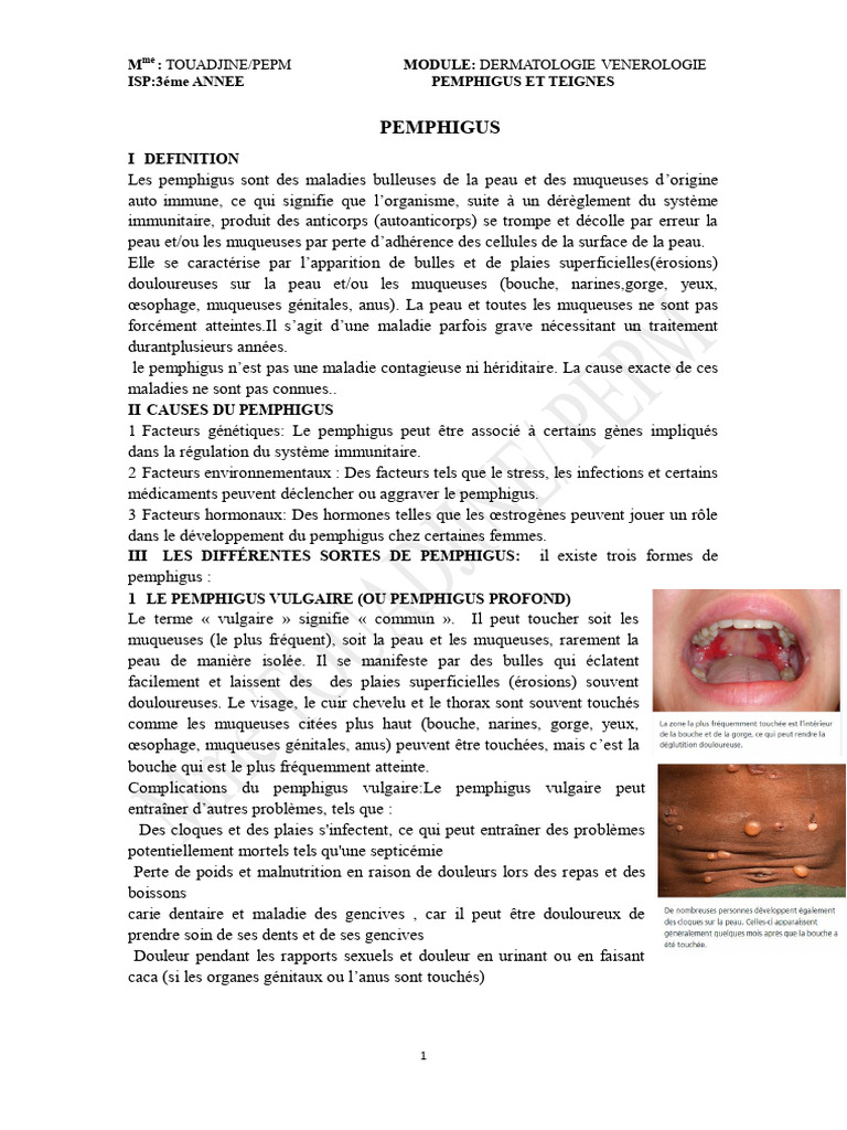 Pemphigus Vulgaire et Bouche | PDF | Maladie auto-immune | Alopécie