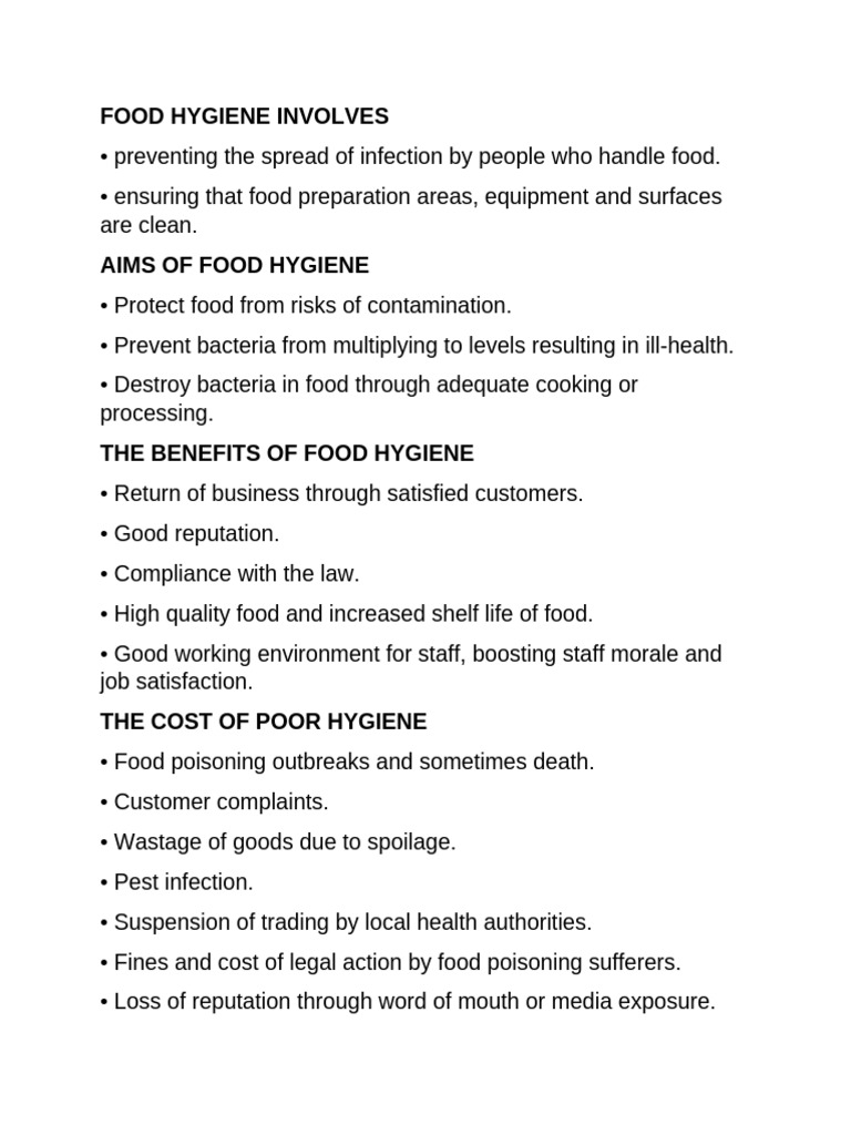 Food Service Hygiene Essentials | PDF