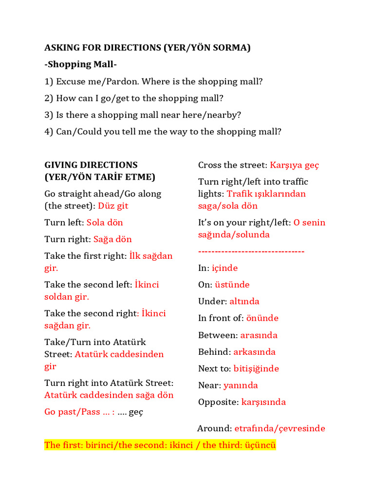 ASKING FOR DIRECTIONS | PDF