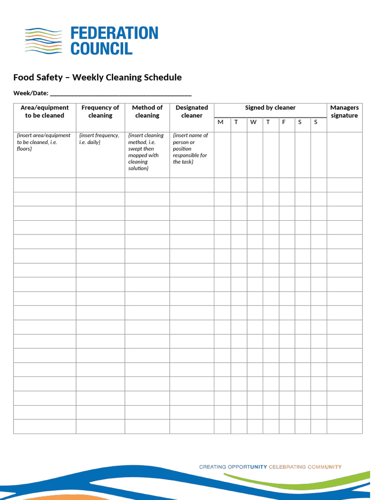 Weekly Cleaning Schedule | PDF