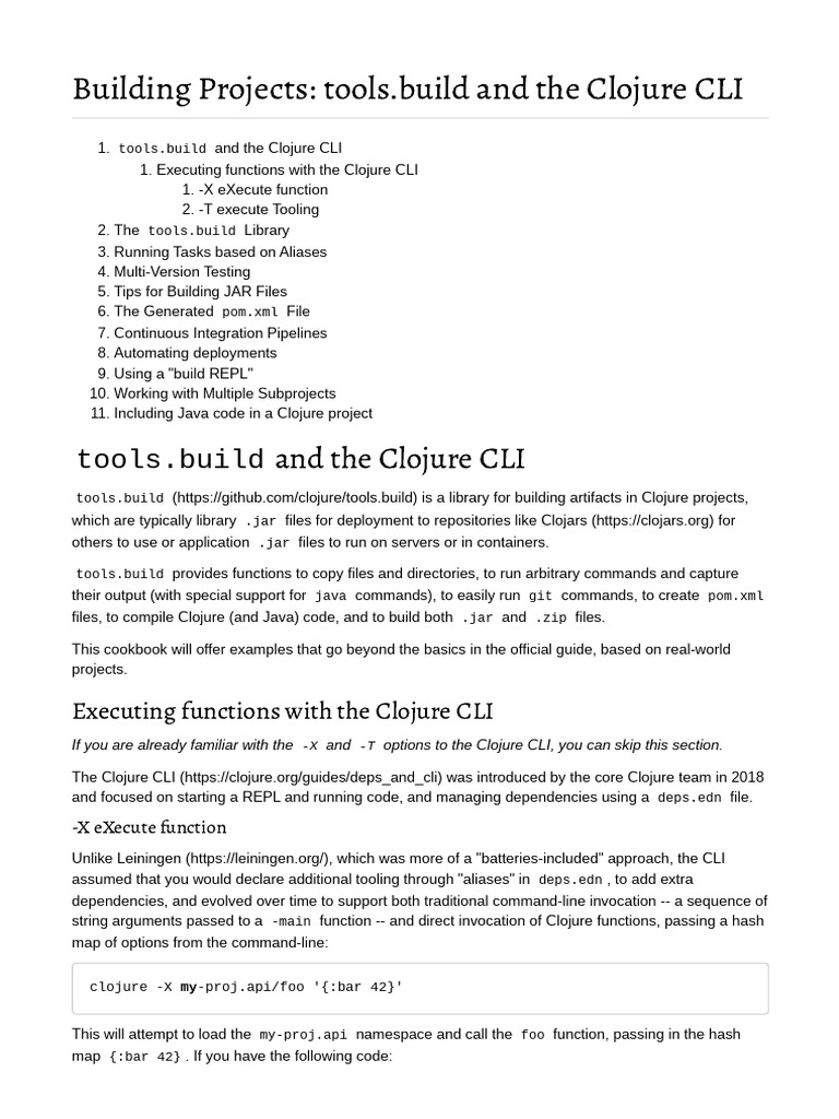 Clojure Guides Building Projects Tools Build And The Clojure Cli Pdf Clojure Command 