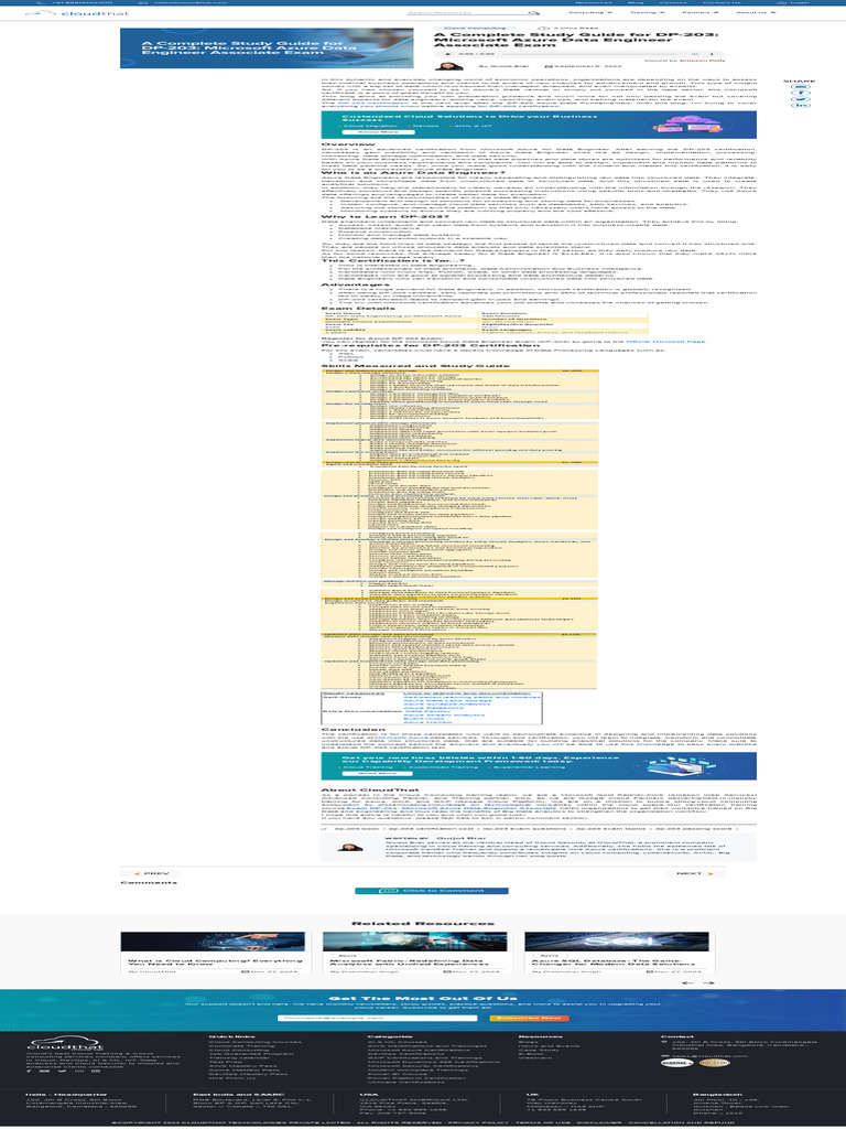 DP 203 Microsoft Azure Data Engineer Associate Exam | PDF | Microsoft ...