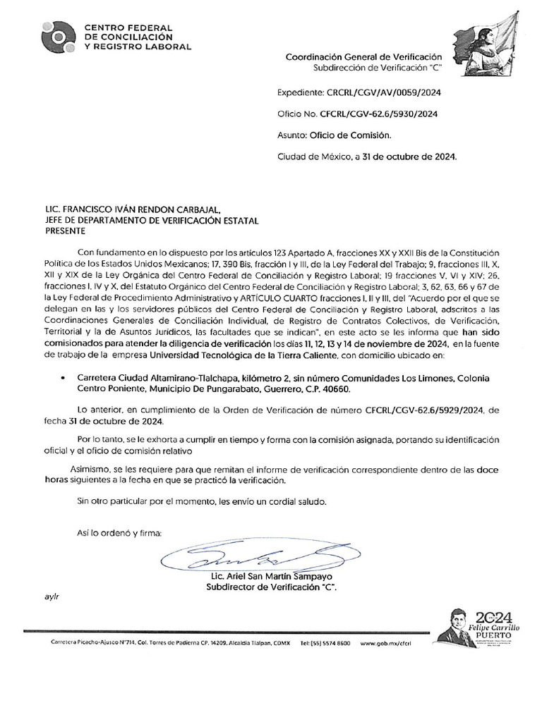 CFCRL - cgv.62.6.5930.2024 Oficio Comision Av 59 | PDF