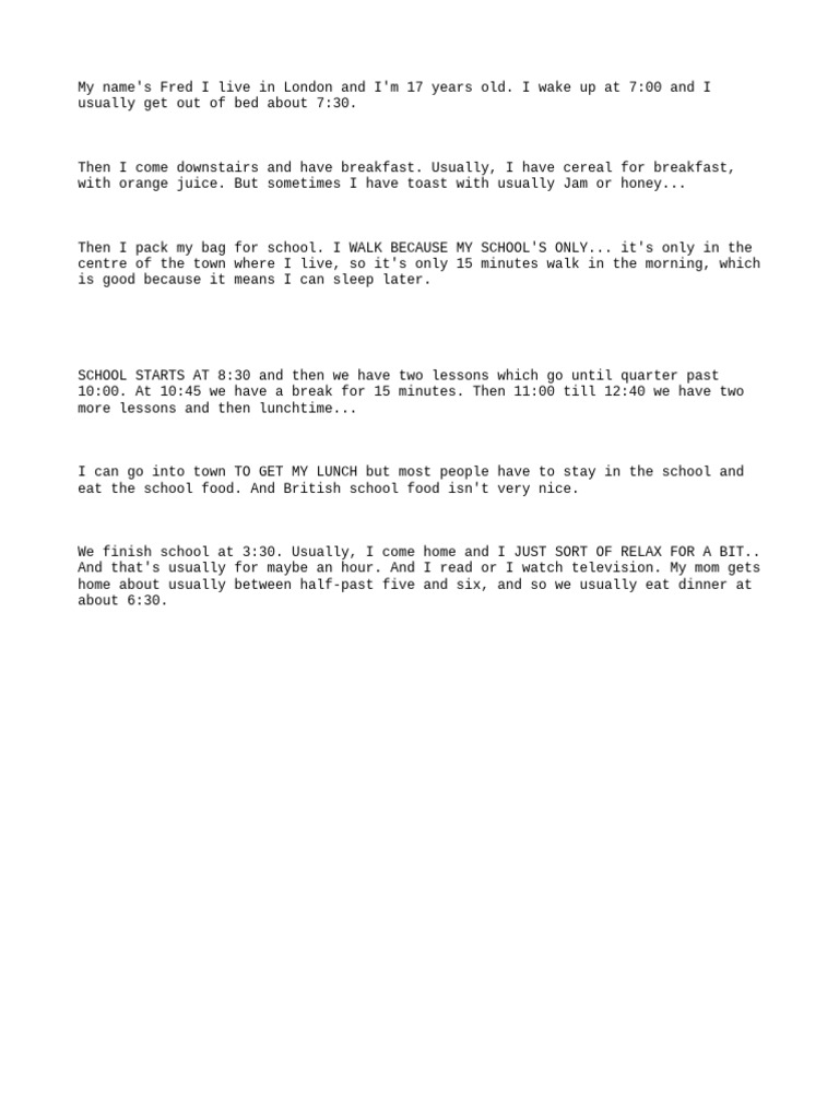 My Name's Fred I Live in London and | PDF