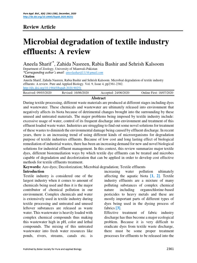 Microbial Degradation of Textile Industr | PDF | Dye | Lignin