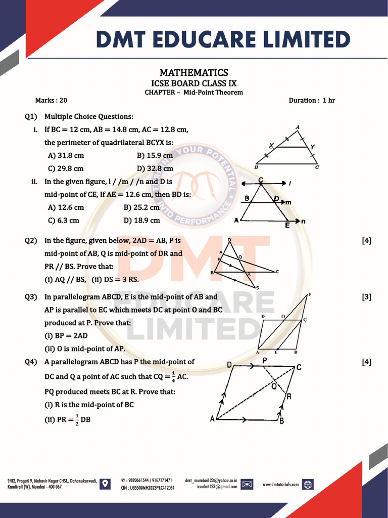 9_ICSE_Mid-Point Theorem | PDF 9_ICSE_Mid-Point Theorem | PDF