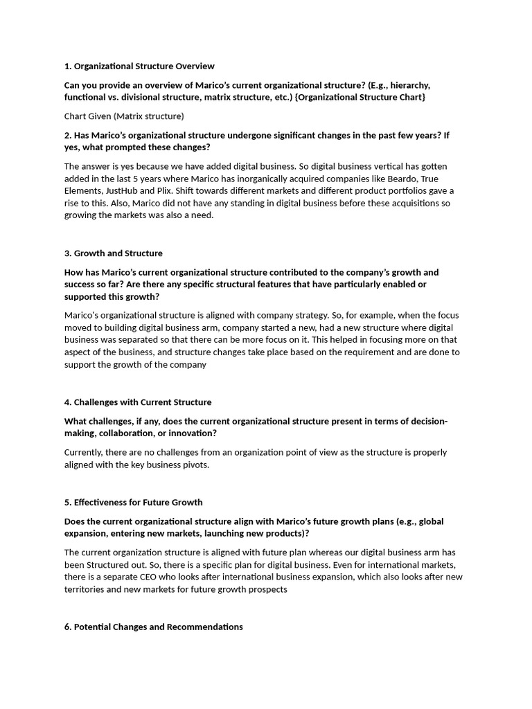 Marico OSD | PDF | Organizational Structure | Leadership