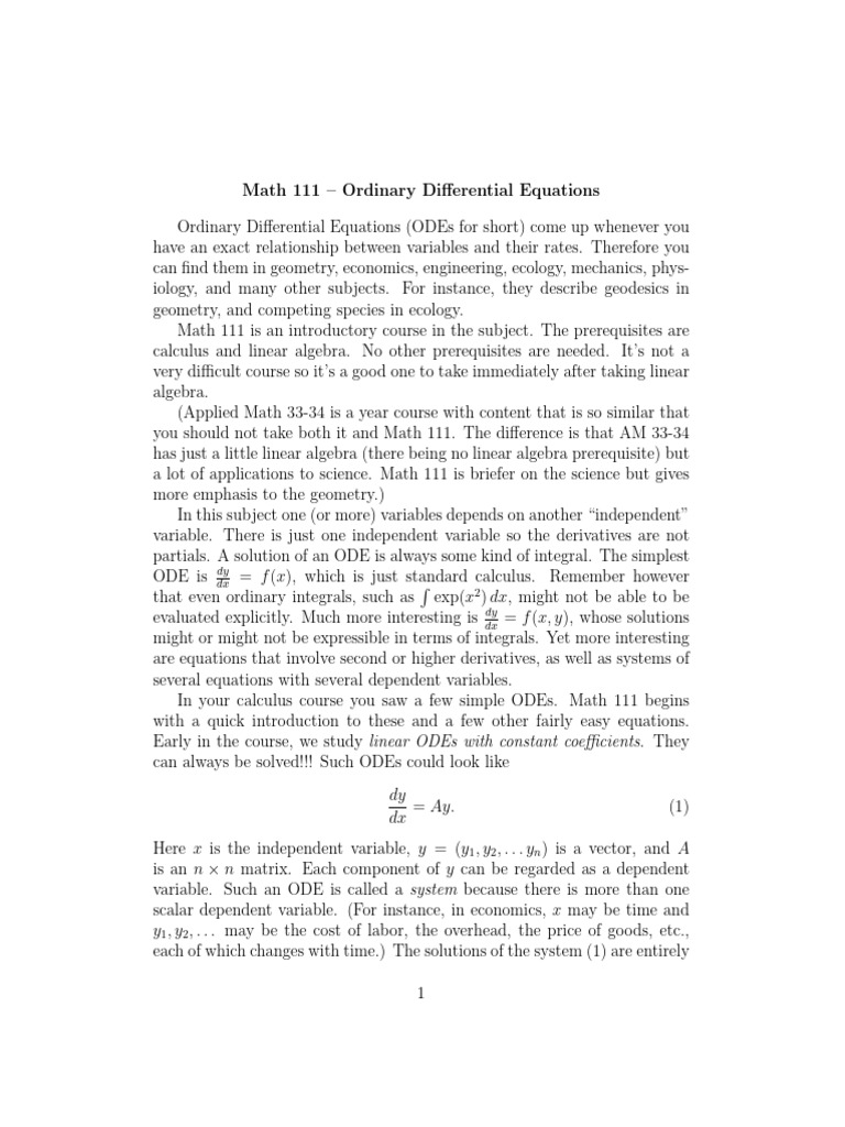 ODE How to Solve | PDF | Ordinary Differential Equation | Equations