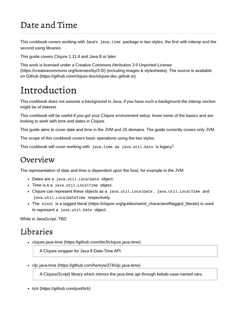Clojure Guides - Date and Time | PDF | Clojure | Parsing