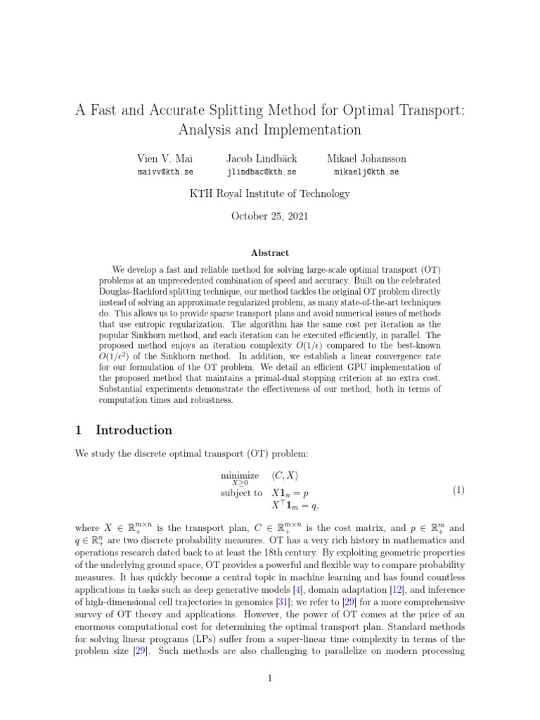 A Fast and Accurate Splitting Method For Optimal Transport: Analysis ...