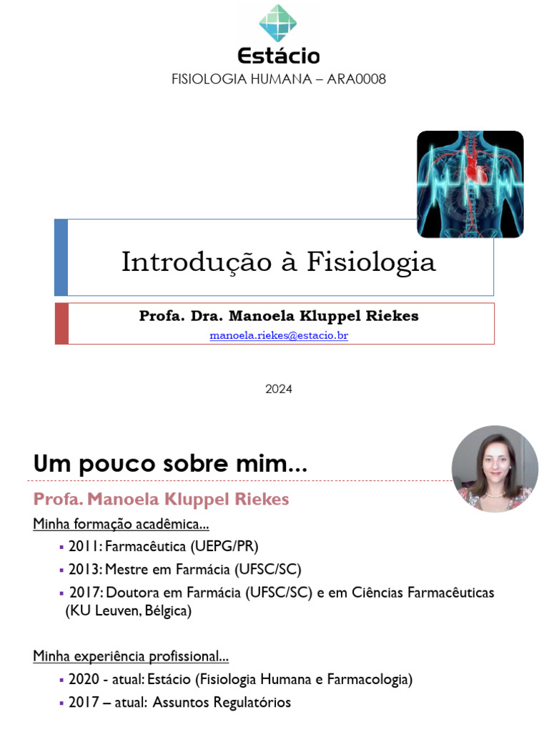 Aula 1 Introdu o Fisiologia | PDF | Homeostase | Célula (Biologia)