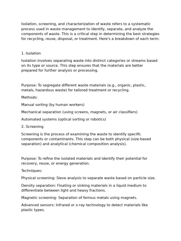 Isolation screening | PDF | Waste | Waste Management