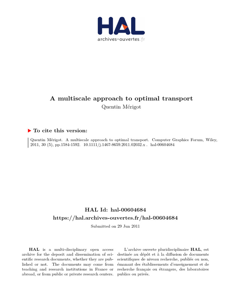 A Multiscale Approach To Optimal Transport | PDF | Measure (Mathematics ...
