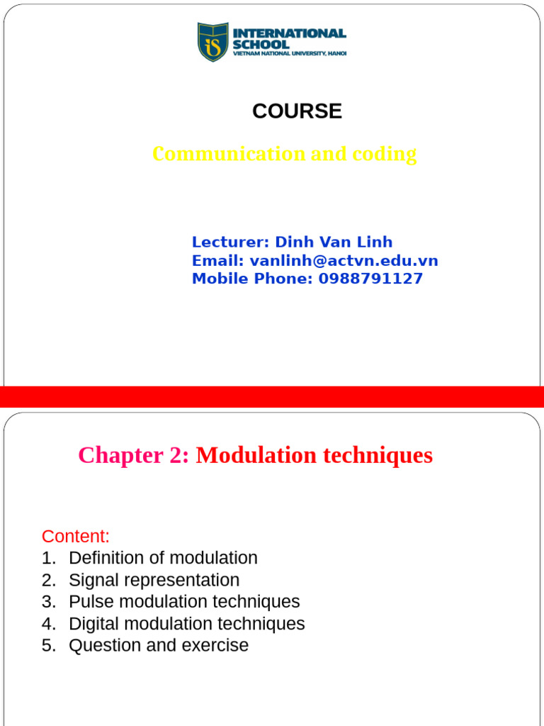 Chapter 2 - Communication and Coding - 13.01.2023 - Done | PDF | Modulation | Frequency Modulation