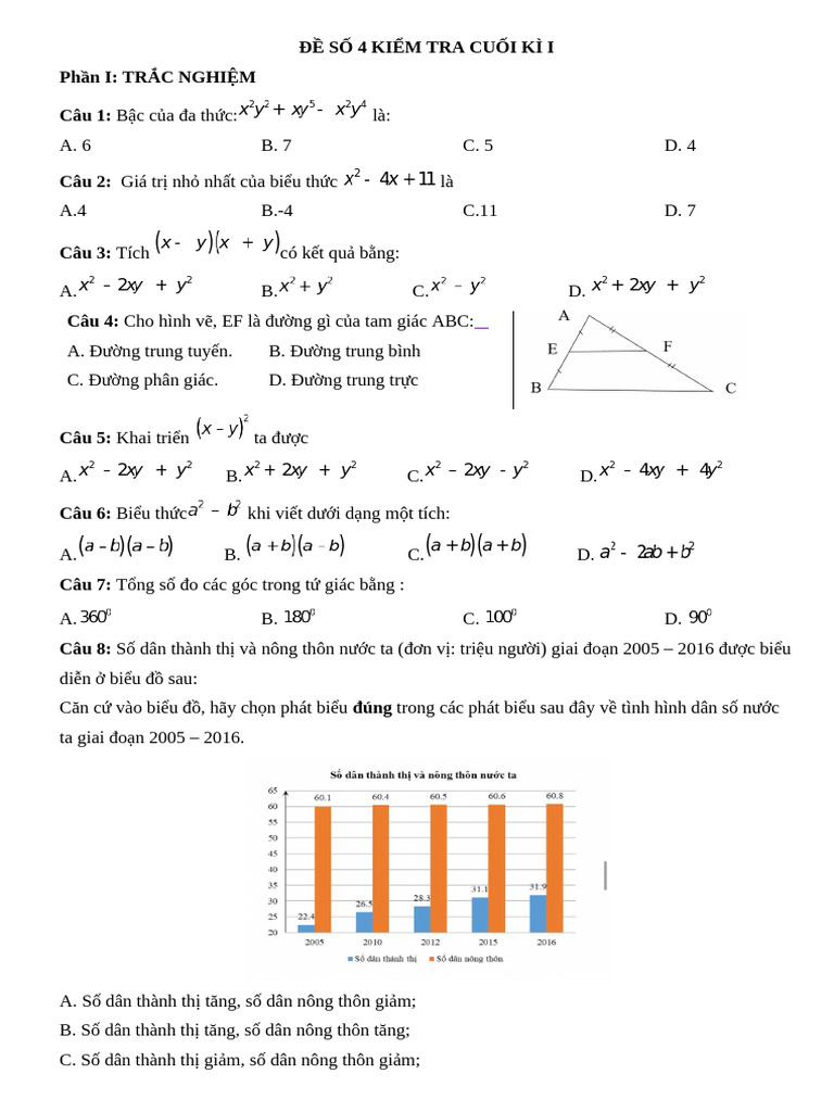 ĐỀ 4 KIỂM TRA HKI TOÁN NH 2023 - 2024 | PDF