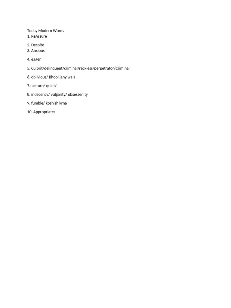 Today Modern Words | PDF