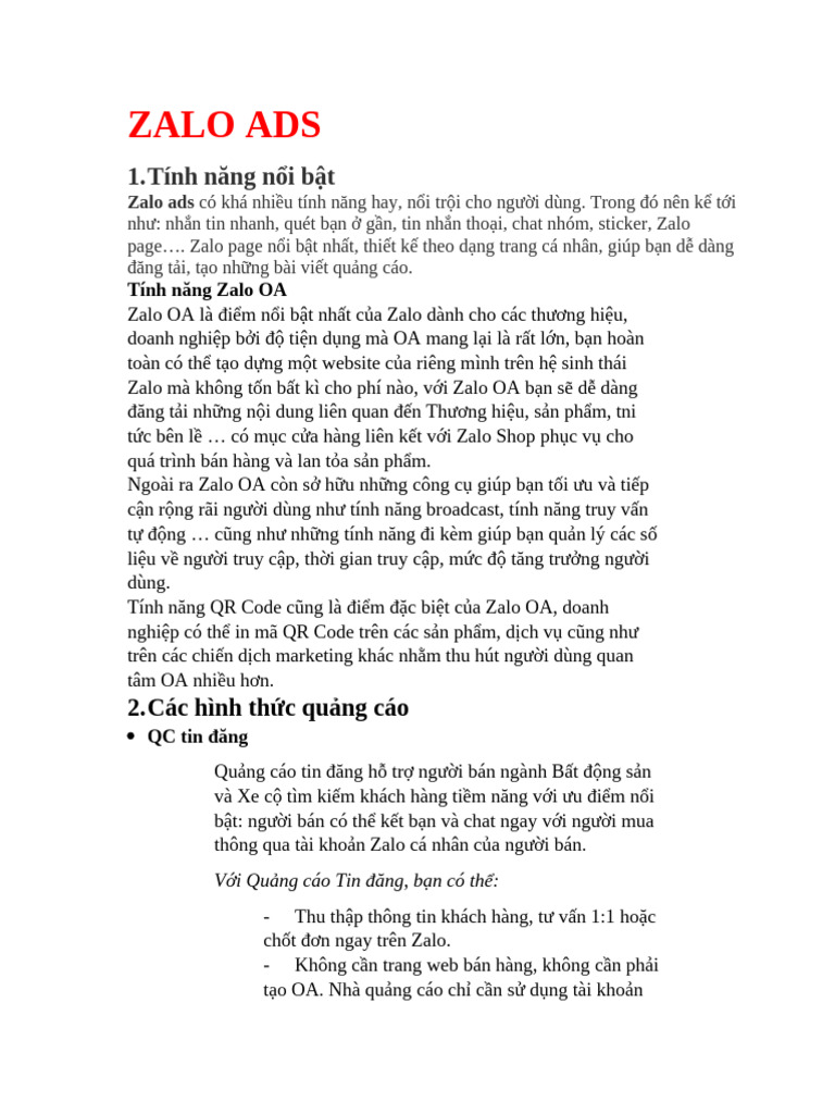 Zalo Ads | PDF