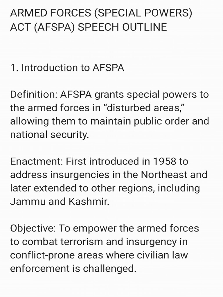 AFSPA Lecture and Speech | PDF