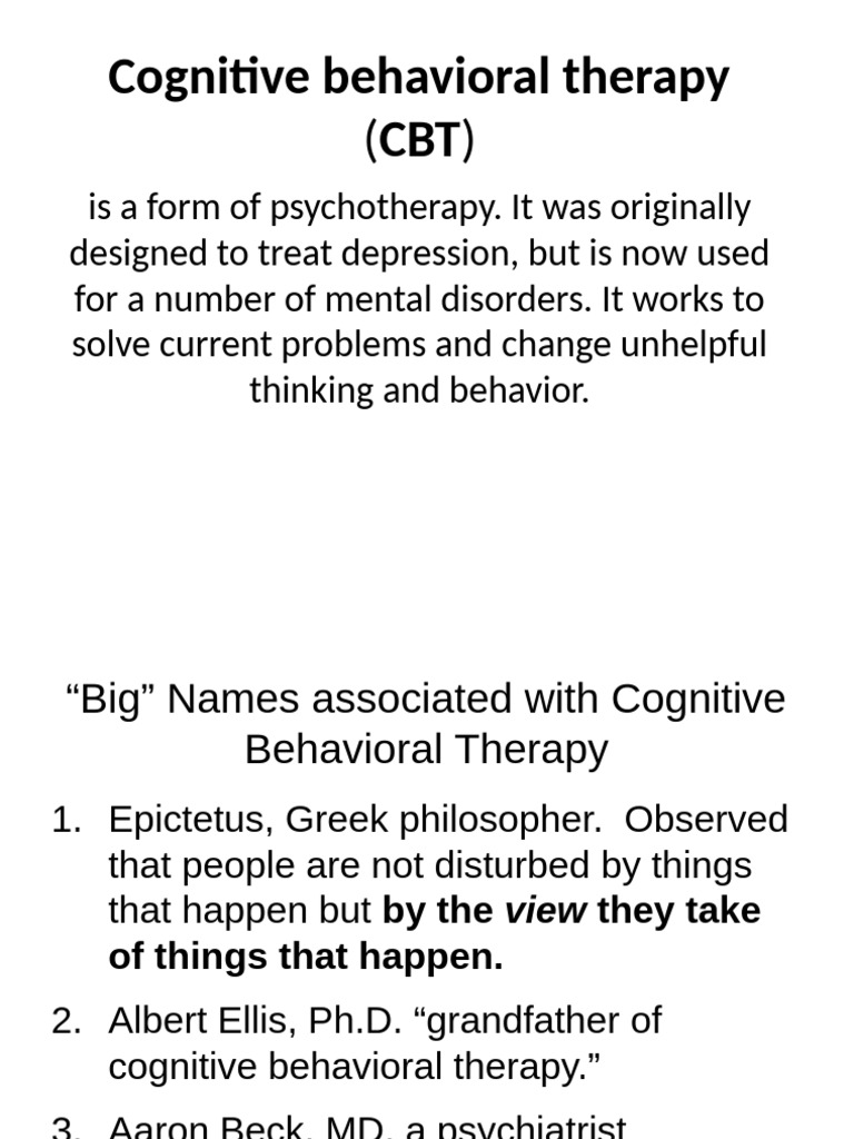 Cognitive Behavioral Therapy (CBT) | PDF | Psychotherapy | Cognitive ...