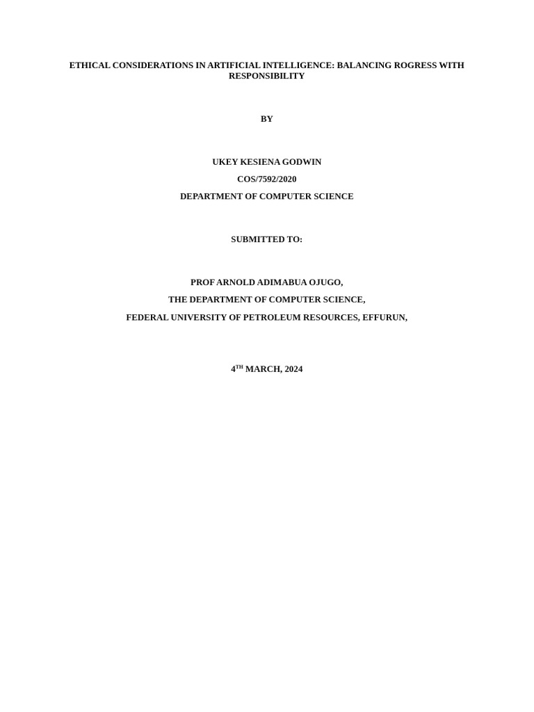Ukey Kesiena Godwin - Proposal On Ai Ethics | PDF | Artificial Intelligence | Intelligence (AI ...
