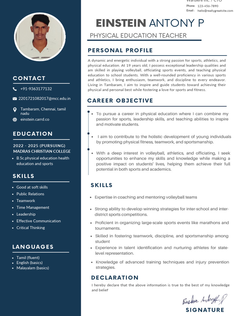 Blue Simple Professional CV Resume | PDF | Sports | Leadership