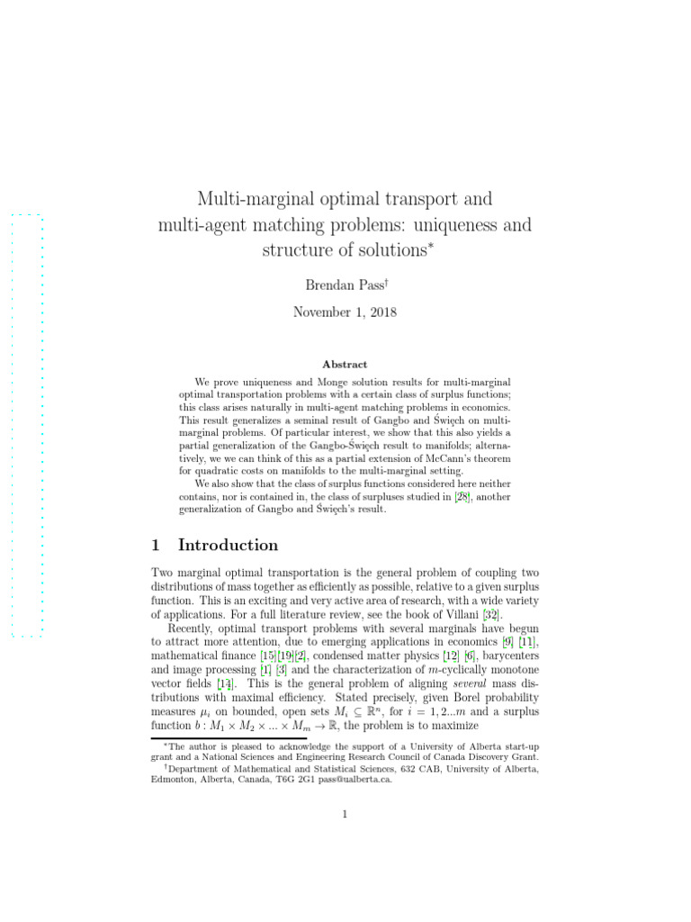 Multi-Marginal Optimal Transport and Multi-Agent Matching Problems: Uniqueness and Structure of ...