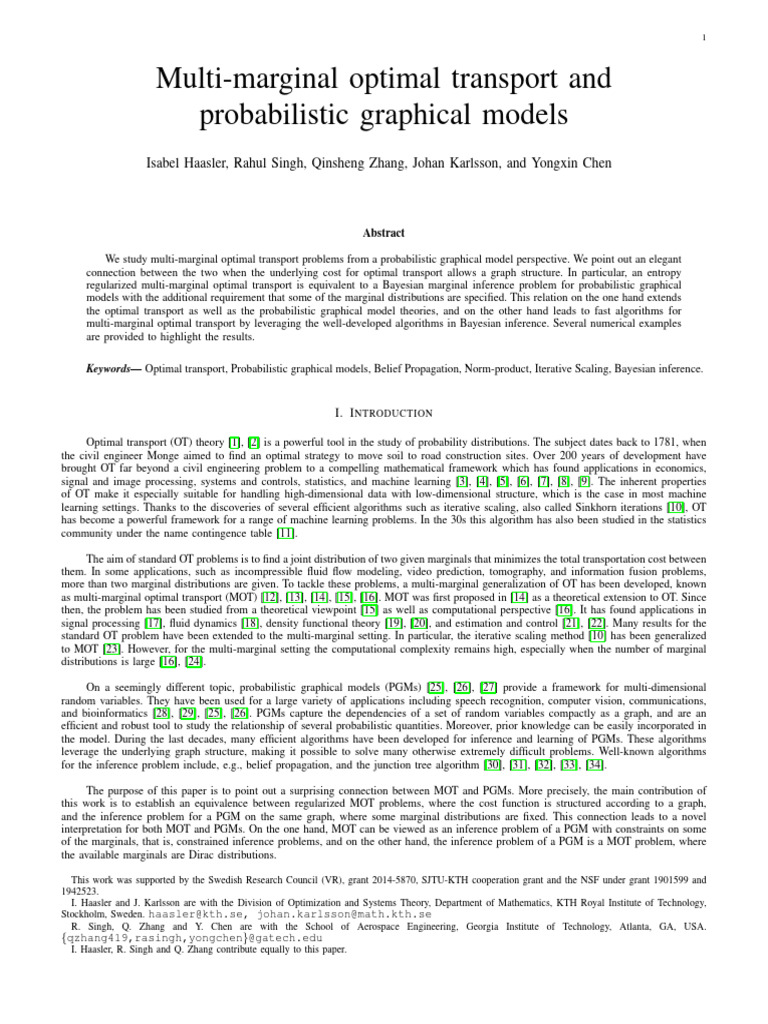 Multi-Marginal Optimal Transport and Probabilistic Graphical Models ...