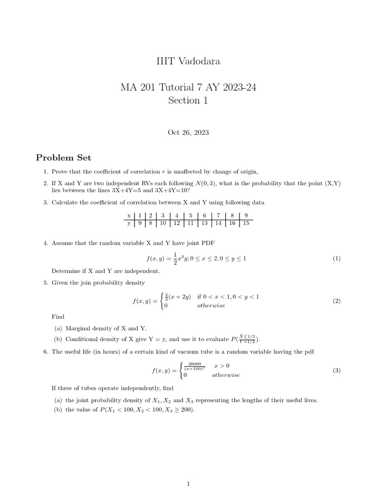 MA_201_Tutorial 7 Section 1 (Oct 26) | PDF
