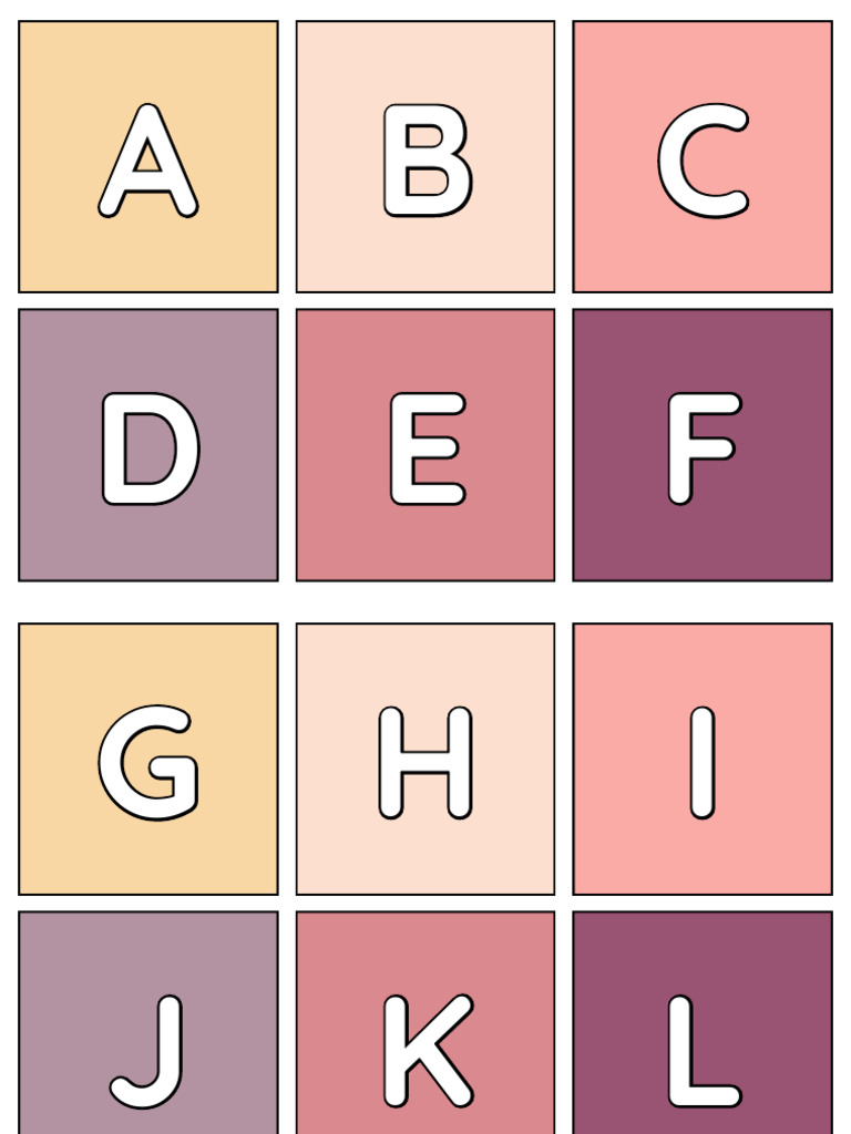 Alphabet Matching Flashcards in Yellow Purple Minimalist Style | PDF